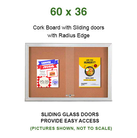 Indoor 60x36 Bulletin Board, Two Sliding Glass Doors + Radius Corners ...