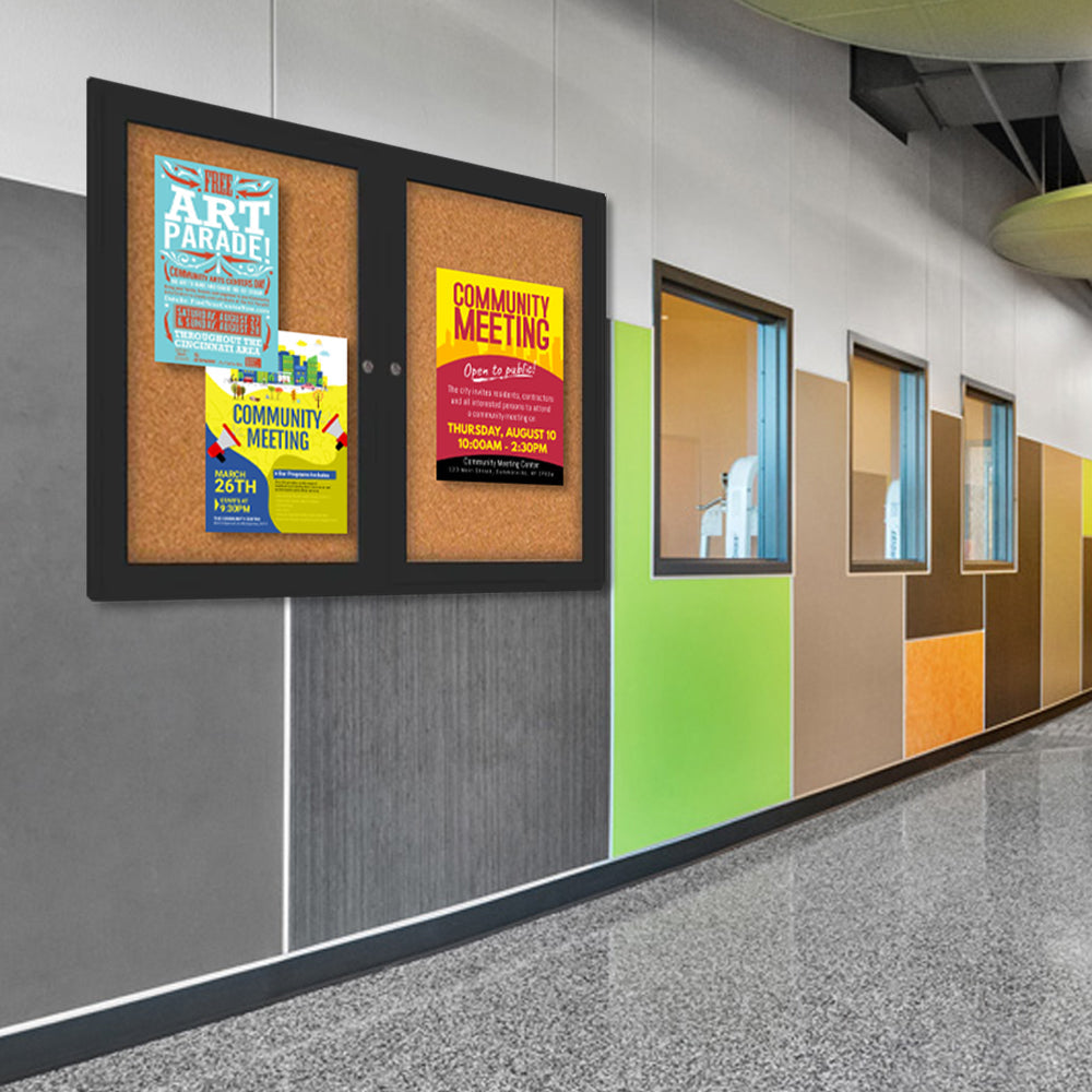 Indoor Enclosed Bulletin Boards 2 Door w Rounded Corners FREE SHIPPING ...