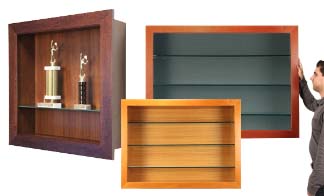 Wide Wood Patented SwingFrame Shadow Box Display Cases with Shelves ...