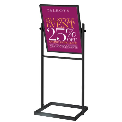 One Tier Tilted Poster Display Sign Stand in Black and Silver | Double ...