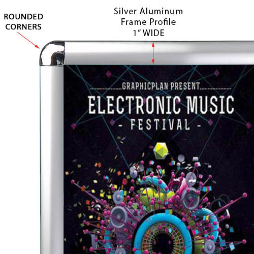 18x24 Wall Snap Frame Poster Sign Holder Silver | 1" Rounded Corners ...