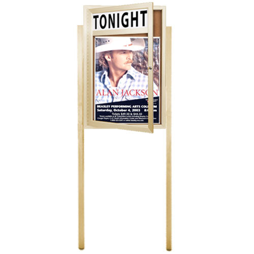 Free Standing 36x48 Outdoor Bulletin Board Enclosed + Header + 2 Posts ...