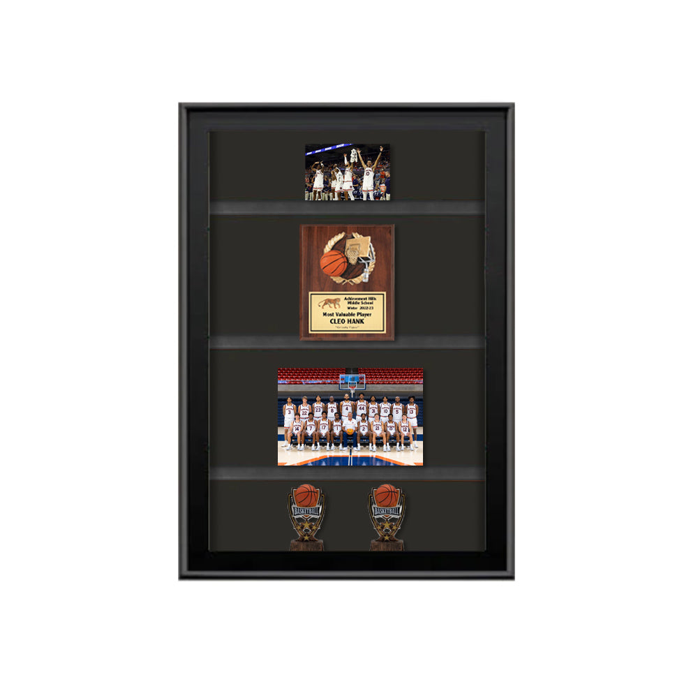 SwingFrame Designer Metal Frame Wall Mount Display Case w Wooden ...