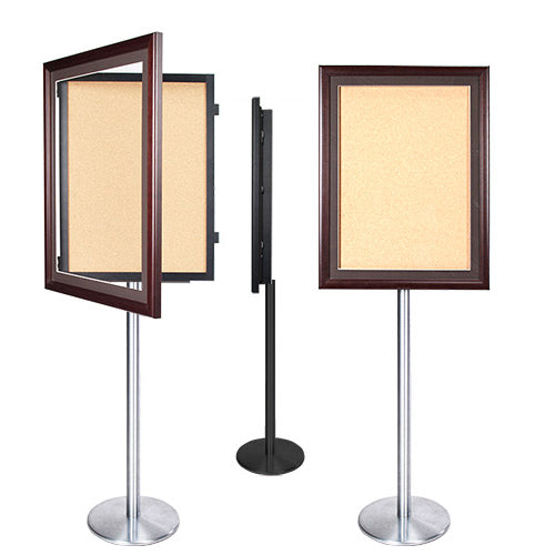 SwingFrame Designer Bulletin Board Stand w Wood Framed Enclosed Cork ...