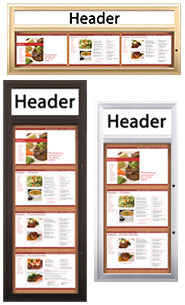 Indoor Restaurant Displays with Header | Menu Cases | Wall Mount Indoor ...