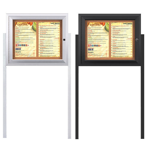 Outdoor Menu Display Cases Lighted with Leg Posts For 8.5x14 Menus ...