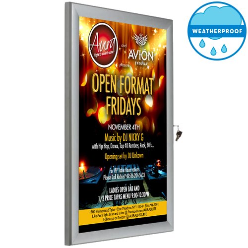 Wall, Outdoor Poster Display Frame 24 x 36 Side Lockable Silver Frame ...