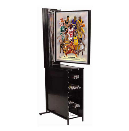 Floor Stand Poster Display Rack with 10 Swing Panels and Storage Bin ...