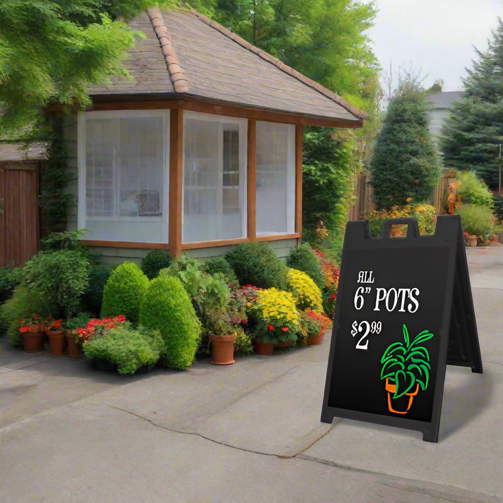 24x36 Outdoor Black Plastic A-Frame with Black Dry Erase Boards ...