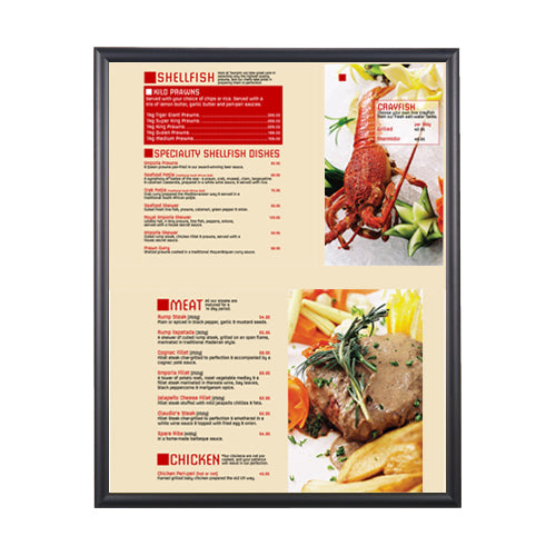 SwingFrame, Wide Face Metal Changeable Restaurant Menu Frames 35 Sizes ...
